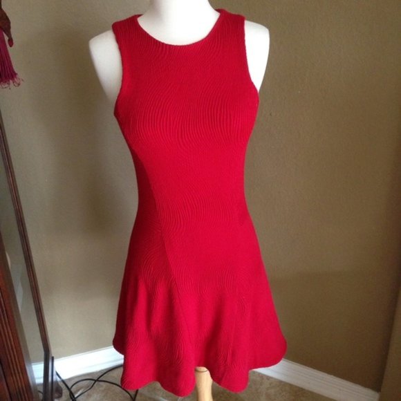 rag & bone | Dresses | Rag Bone Red Textured Skater Dress Xs | Poshmark